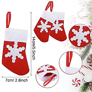 Sawysine 36Pieces Christmas Silverware Holders Christmas Stockings Dinner Table Decorations Mini Santa Hats Cutlery Holder Fork Spoon Knife Storage Bag for Dinnerware Xmas Holiday Dinner Supplies