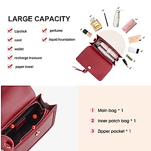 Cnoles Small Crossbody Shoulder Bag for Women Genuine Leather Cell Phone Bags Card Holder Wallet Purse and Handbags Red