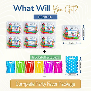 Sam & Sid 6 Pack (600+ Craft Items) Prefilled Birthday Party Favors for Kids Ages 5-12, Sensible Arts & Crafts Favors, Premade Goodie Bags, Mini Individual Craft Kits, Student Graduation Gifts