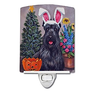 Caroline's Treasures PPP3138CNL Scottish Terrier Scottie for All Seasons Ceramic Night Light Compact, UL-Certified, Ideal for Bedroom, Bathroom, Nursery, Hallway, Kitchen, 6x4x3, Multicolor