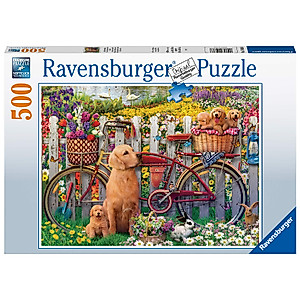 Ravensburger 15036 Cute Dogs in The Garden 500 Piece Puzzle for Adults - Every Piece is Unique, Softclick Technology Means Pieces Fit Together Perfectly
