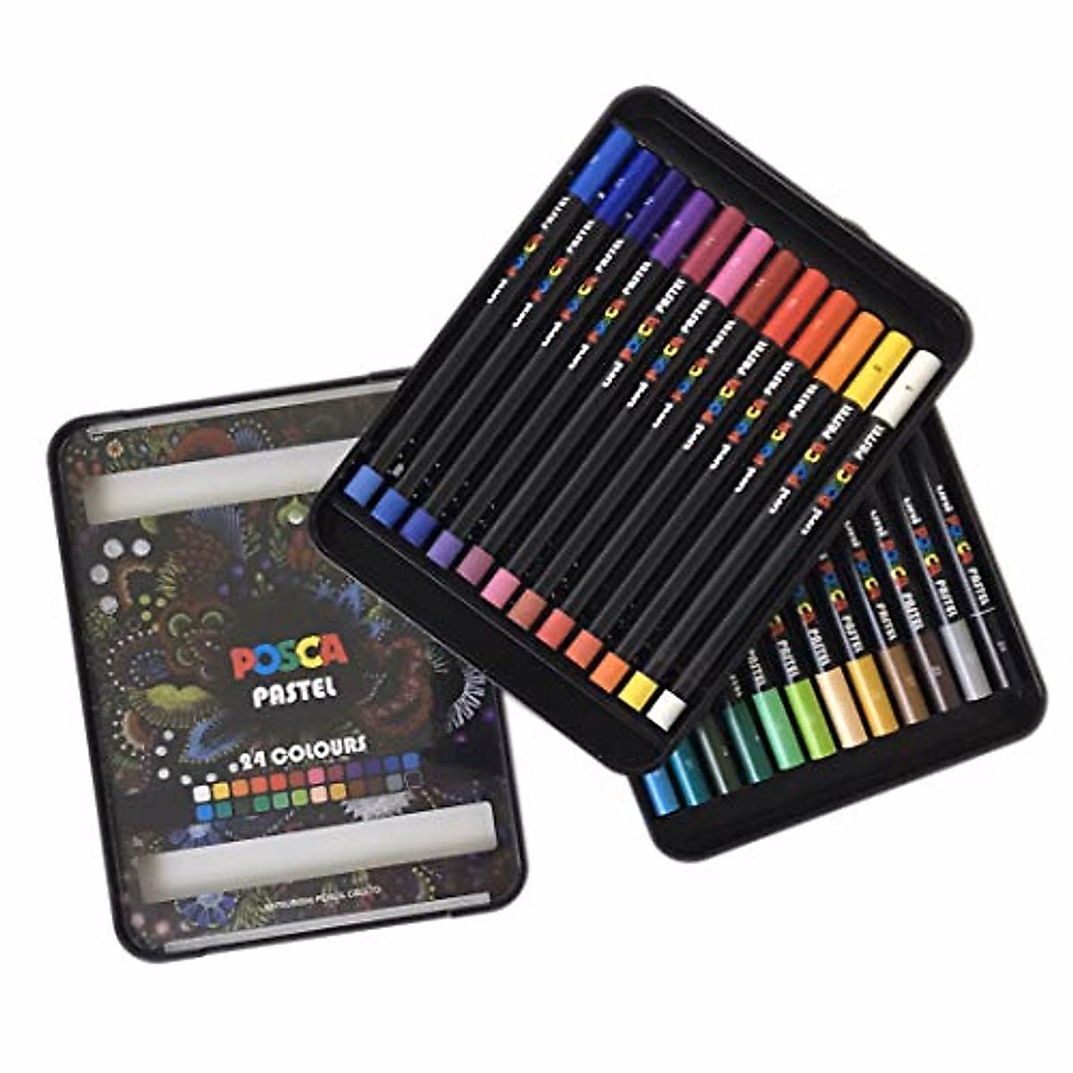 Posca Crayons Art Set of 24 Pastels, Art Supplies | Crayons for Adults and Kids Ages 2-4 and Up, Toddler Crayons and Adult Crayons, Crayons Bulk Coloring Set, Crayon Box |Try Posca Washable Markers