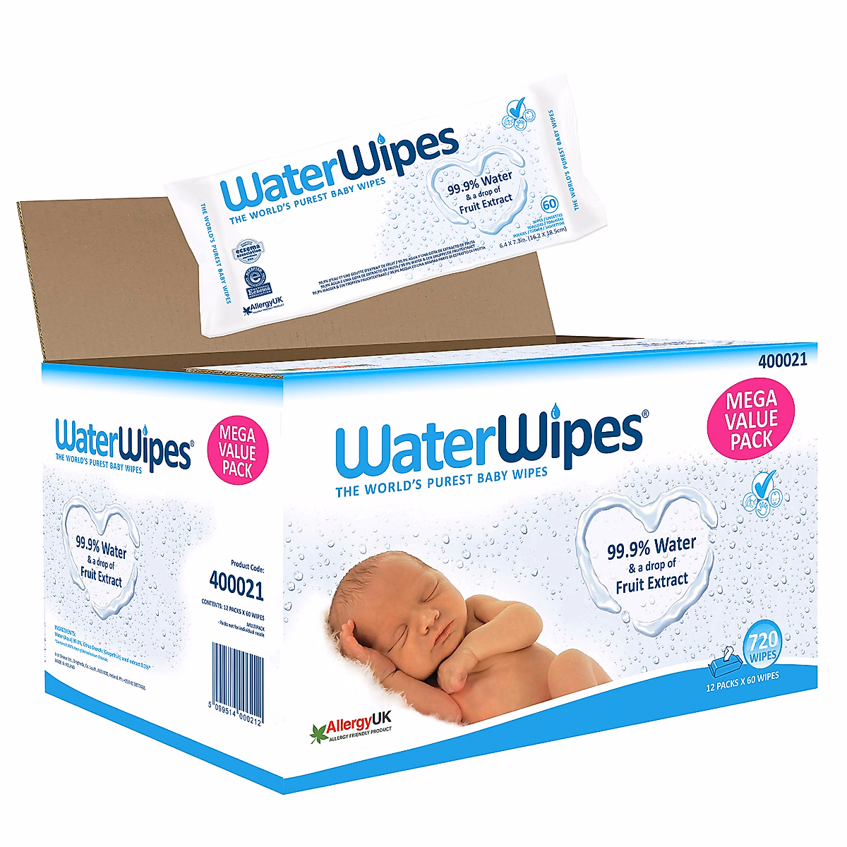 WaterWipes Super Value Box - 60 Count (Pack of 12)