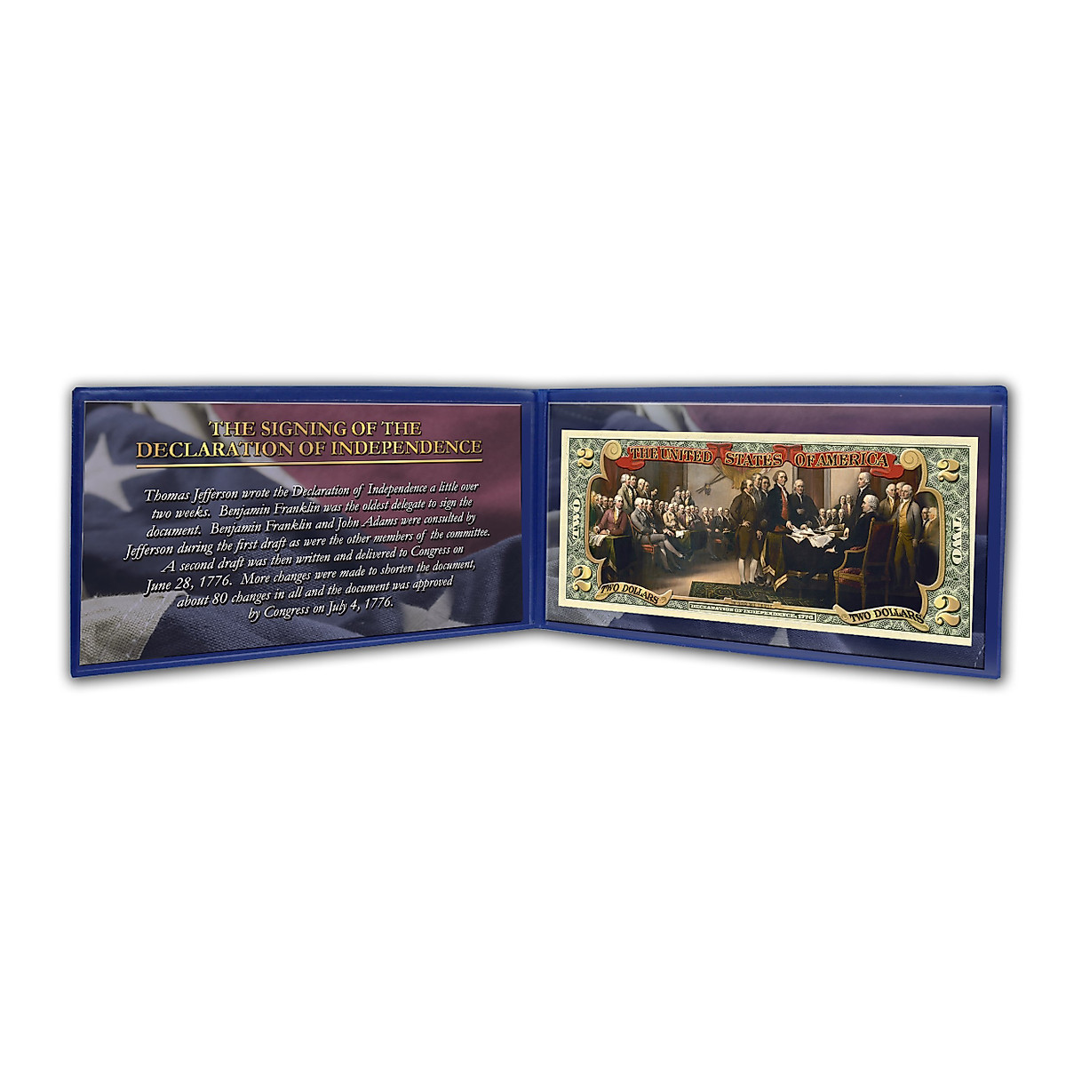 Signing of Decleration of Independence Two Dollar Bill Folder