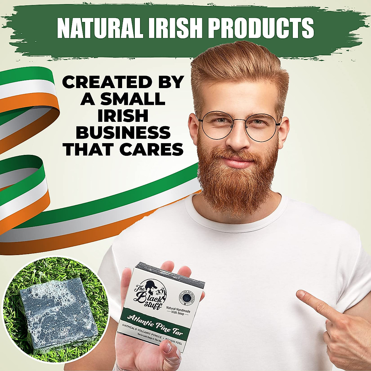 The Black Stuff Pine Tar Soap - Mens Bar Soap Made with Pine Tar, Organic Ingredients and Essential Oils - Handmade Cold Process Body Soap for Men - Moisturizing and Cleansing organic Bath Soaps