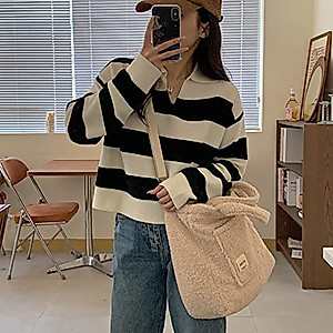 Fluffy Tote Bag for Women Plush Crossbody Handbag Sherpa Fleece Shoulder Bag Girls Teddy Fur Fuzzy Hobo Purse