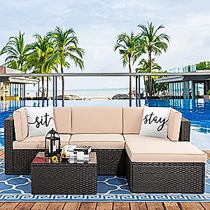 Pyonic Set of 2,Outdoor Waterproof Throw Pillow Covers,Square Pillow Covers Decorative Cushion Cover for Patio Garden Living Room Couch (White, 18X18)