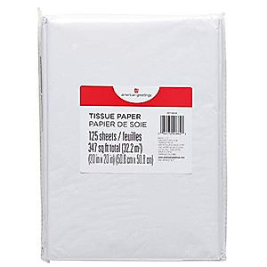 American Greetings Bulk White Tissue Paper for Birthdays, Easter, Mother's Day, Father's Day, Graduation and All Occasions (125-Sheets)