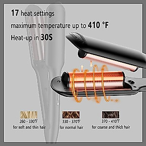 BAUTIA Hair Crimpers and Wavers Hair Tool, Beach Waver Curling Iron Wand Double Barrel, Wavy Hair Crimper for Women Beach Waves Short Hair