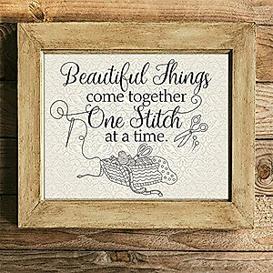 Beautiful Things Come Together One Stitch At A Time Poster, Wall Poster for Home Kitchen Bar Coffee Shop, Sewing Lover Decor, Gift for Quilters, Seamstresses, 11x14 Inch Unframe