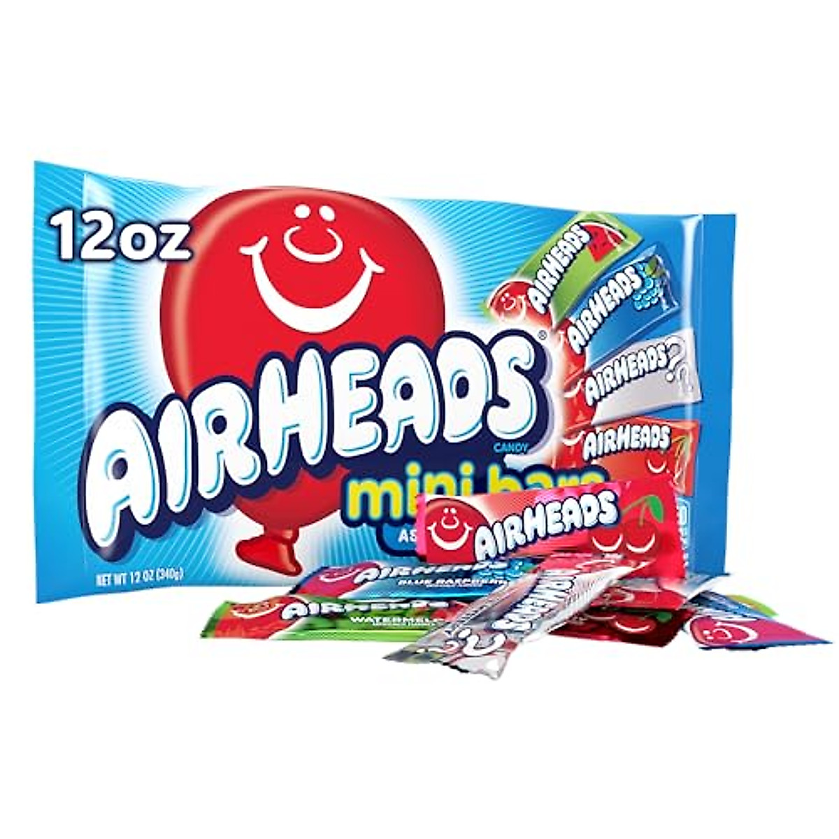 Airheads Candy, Variety Bag, Individually Wrapped Assorted Fruit Mini Bars, Party, Non-Melting, 12oz (1 Bag)