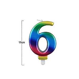 Birthday Candles Numeral 6 Gradient Rainbow Colors Big Number Candles Wax Cake Topper Decoration for Any Celebration