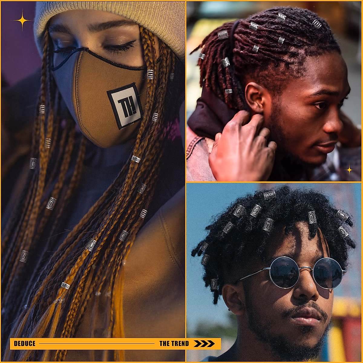 Viking Hair Beads Set (76PCS): Metal Silver Clips, Cuffs, Coils and Rings for Men's Dreadlocks, Braids, Beard Decoration