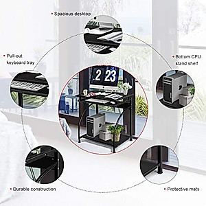 ADTEST , Gaming Table with Movable Keyboard Tray& CPU Holder, Workstation Made of P2 Environmental Material, Black