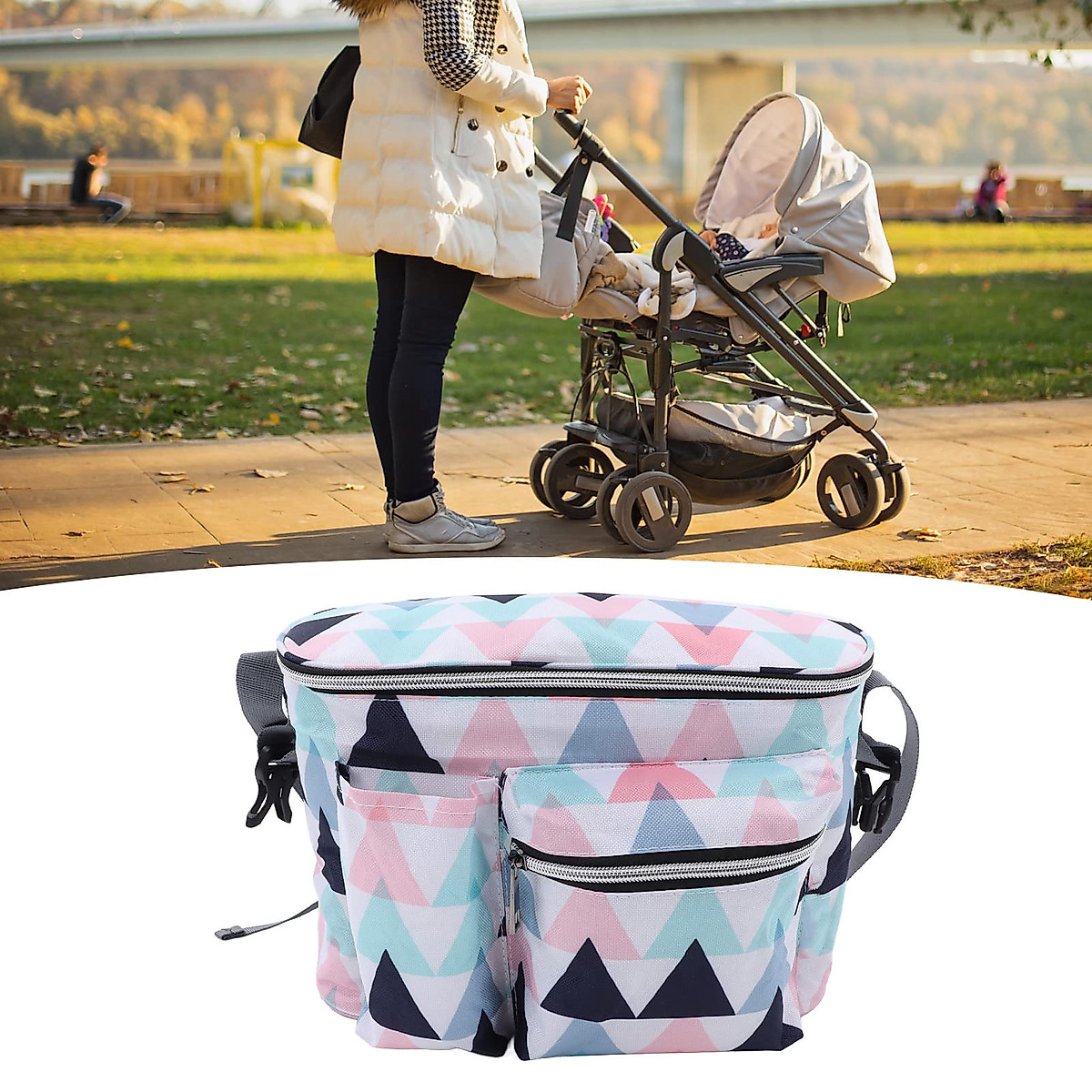 Travel Diaper Bag Tote Large Capacity Outdoor Multi Functional Hanging (Geometry Pattern)