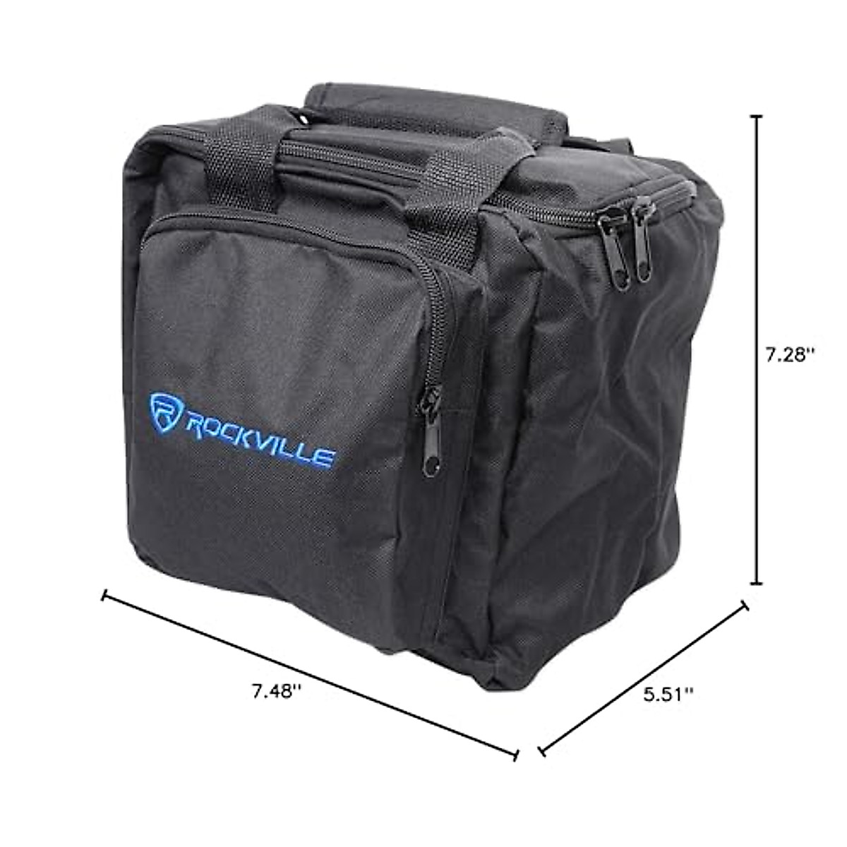 (2) Rockville LED RGB Par Can Wash Light Bundle: DJ/Club/Stage Wash Light, (1) Universal Travel Bag, (1) 25ft 3 Pin DMX Lighting Cable, (1) 10ft 3 Pin DMX Lighting Cable (5 Items)