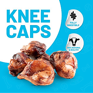 Sitka Farms Beef Knee Caps Smoked Premium Dog Bones - 6 Count - 100% Natural Long Lasting Low Fat Bone - High Protein Dog Treats for Aggressive Chewers - Meaty Bone
