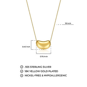 MORGAN & PAIGE 18K Yellow Gold Plated .925 Sterling Silver 12mm Bean Necklace, 18"