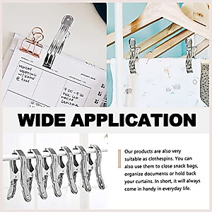 Wokape 10Pcs 6.3 Inch Stainless Steel Garden Clips, Heavy Duty Clamps with Large Open, Strong Grip Clips for Greenhouse Plant Cover Netting/ Garden Shade Cloth/ Beach Towel/ Clothespins/ Quilt