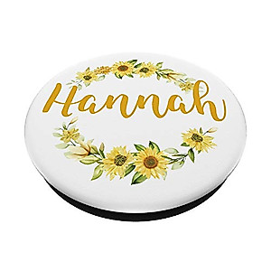 Hannah Personalized Cute Sunflower Girls PopSockets PopGrip: Swappable Grip for Phones & Tablets