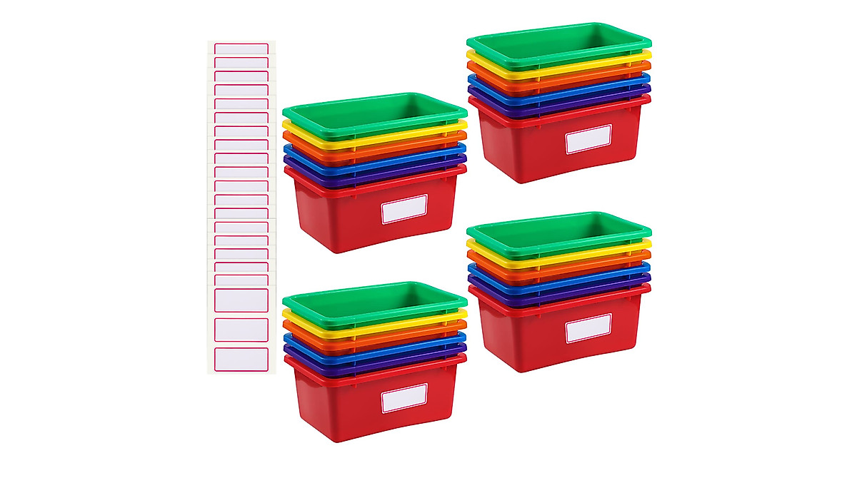 Outus 24 Pack Colorful Book Bins for Kids Storage