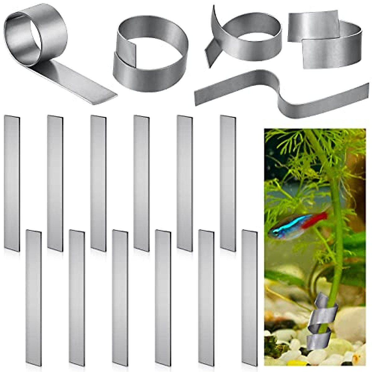 Aquarium Plant Over Weight Anchor About 15 Pcs Plant Weights Anchors for Fish Tank 5 Inch Can Cut Metal Strips 250g Weight Anchor for Live Plants Reinforced Weight Prevents Floating