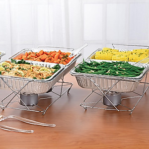 24 Piece Party Serving Kit Includes Chafing Dish Buffet Set and Serving Utensils For All Types Of Parties And Events, 3 complete Disposable Party Sets