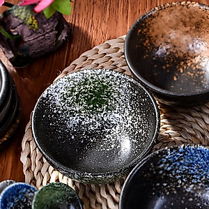 LMRLCS Japanese Kiln-formed Ceramic Bowl Set of 4 for Cereal, Soup, Dessert, and Rice Bowl set - Microwave Safe and Stackable