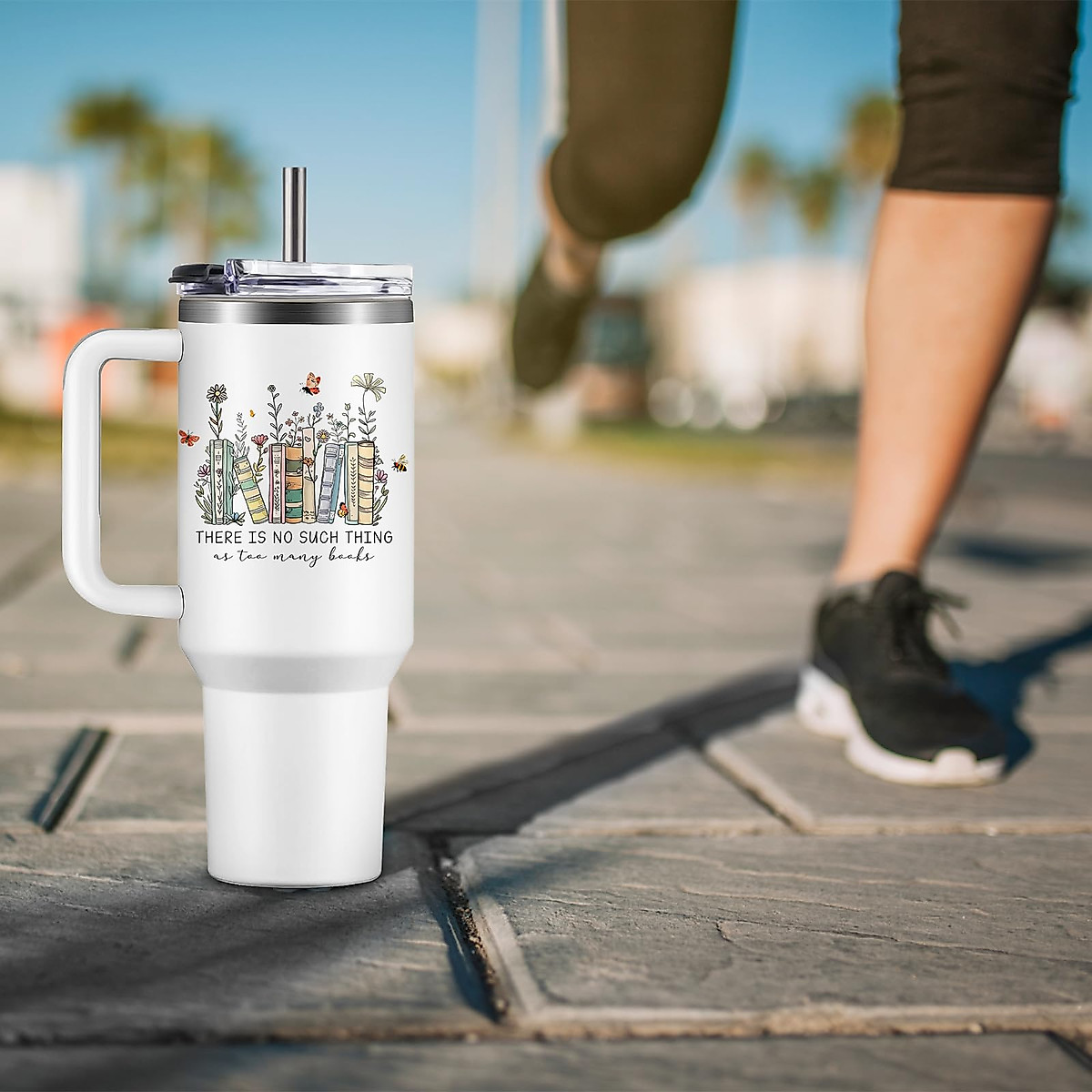 HYMONA Book Lover Gifts for Women - 40 Oz Book Lovers Coffee Tumbler with Handle - Book Cups, Birthday Gifts for Book Lovers Women/Readers Gifts, Librarian/Bookish/Book Club/Bookworm/Reading Gift