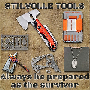 Stilvolle Tools Survival Card Tool Hook Size That Contains The 12 Features to Help Survival Card 12 Survival time to Card Size, Hook Small, Arrowhead A, Arrowhead B, (Silver)
