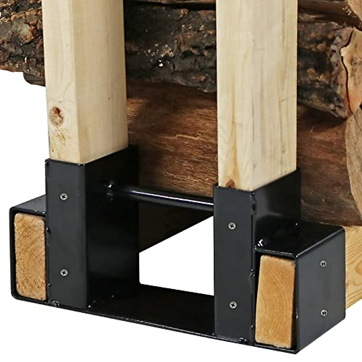WANLISELL Firewood Log Bracket, 2 Pack Outdoor Firewood Rack Brackets Kit, Adjustable Log Rack Holder for Wood Storage