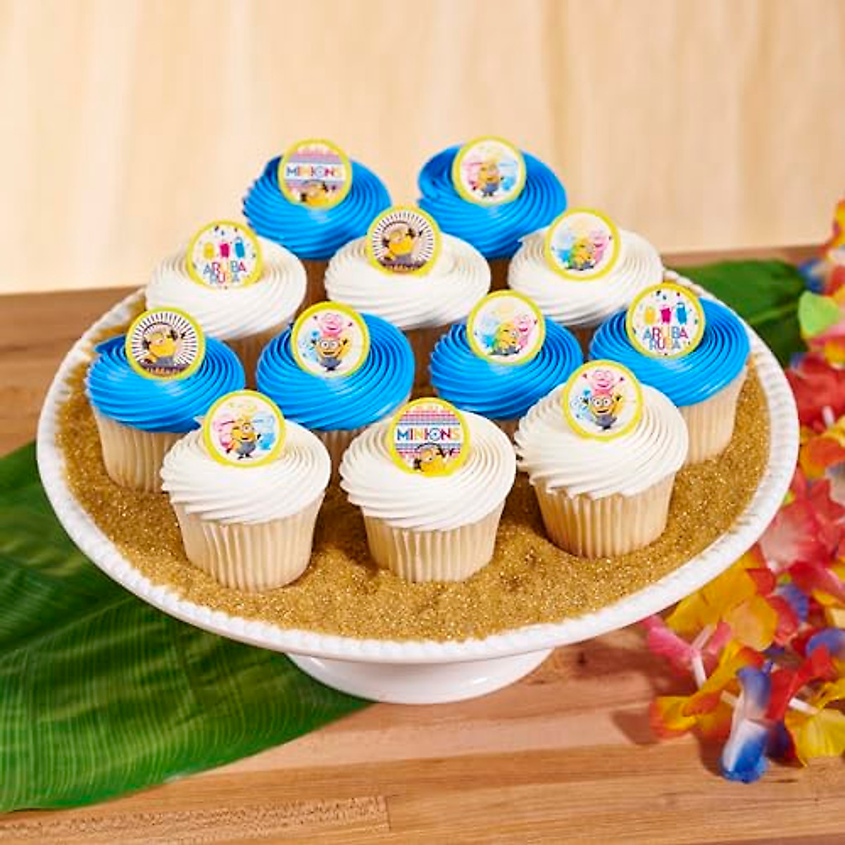 DecoPac Despicable Me™ Celebrations Cupcake Rings, 24 Minions Cupcake Decorations, 6 Minion Designs On Yellow Rings - 24 Pack