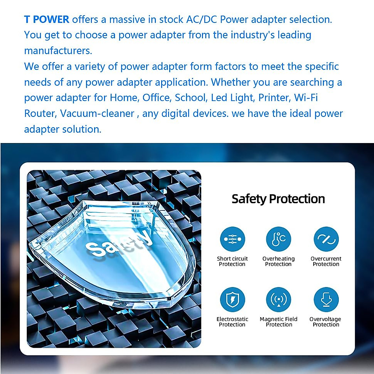 T POWER 6.6 ft Long Cable for Channel Master DVR+ Bundle CM7500 CM-7500 CM7500BDL2 Digital Video Recorder Replacement Ac Dc Adapter Switching Power Supply Cord Charger Spare