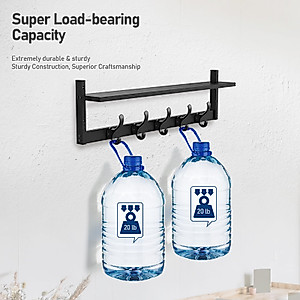 Tatub 29'' Coat Rack Wall Mount with Shelf, Wood Wall Hooks with Storage, Entryway Shelf with 5 Coat Hangers for Bathroom, Living Room, Bedroom, Black