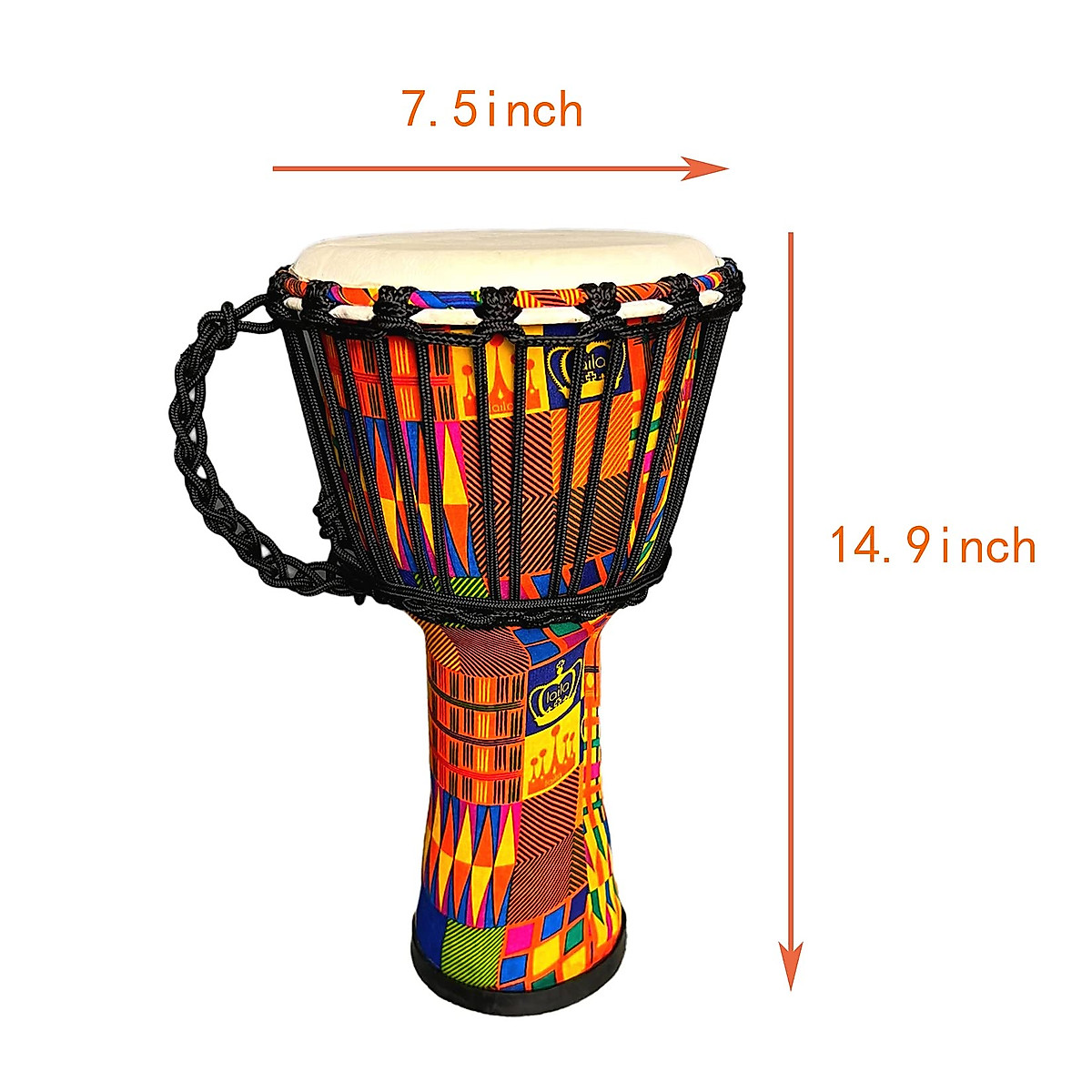 RUOSWTE 8-inch Djembe Drum, West African Style Hand Drum，Drum Circles,Percussion Music Bongo Drum，Music Healing Instrument