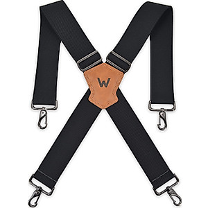 WELKINLAND 2Inch-Wide Full Elastic Suspenders, Heavy Duty Men's Work Suspenders with Hooks