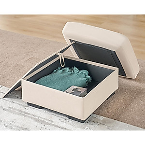 AMERLIFE Modern Sofa,Comfy Sofa Ottoman with Slope Armrests, Comfy Sofa Couch for Living Room, Apartment, Lounge Room (Beige)