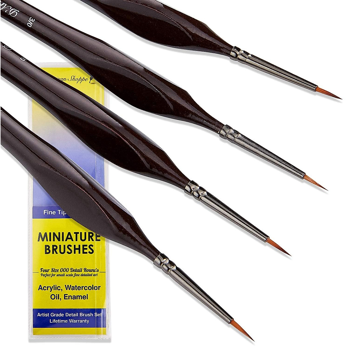Small Paint Brush Miniature Brushes. Fine Tip Series 4pc 000 Paintbrushes Set for Art Watercolor Acrylics Oil - Model Craft Warhammer Airplane Kits Nail Paint by Numbers Micro Detail Hobby Painting