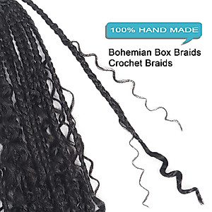 Goddess Bohemian Box Braids Crochet Hair - 14 Inch Curly Ends, 8 Packs Synthetic Braiding Hair Extensions for Black Women (14 Inch, 1B)