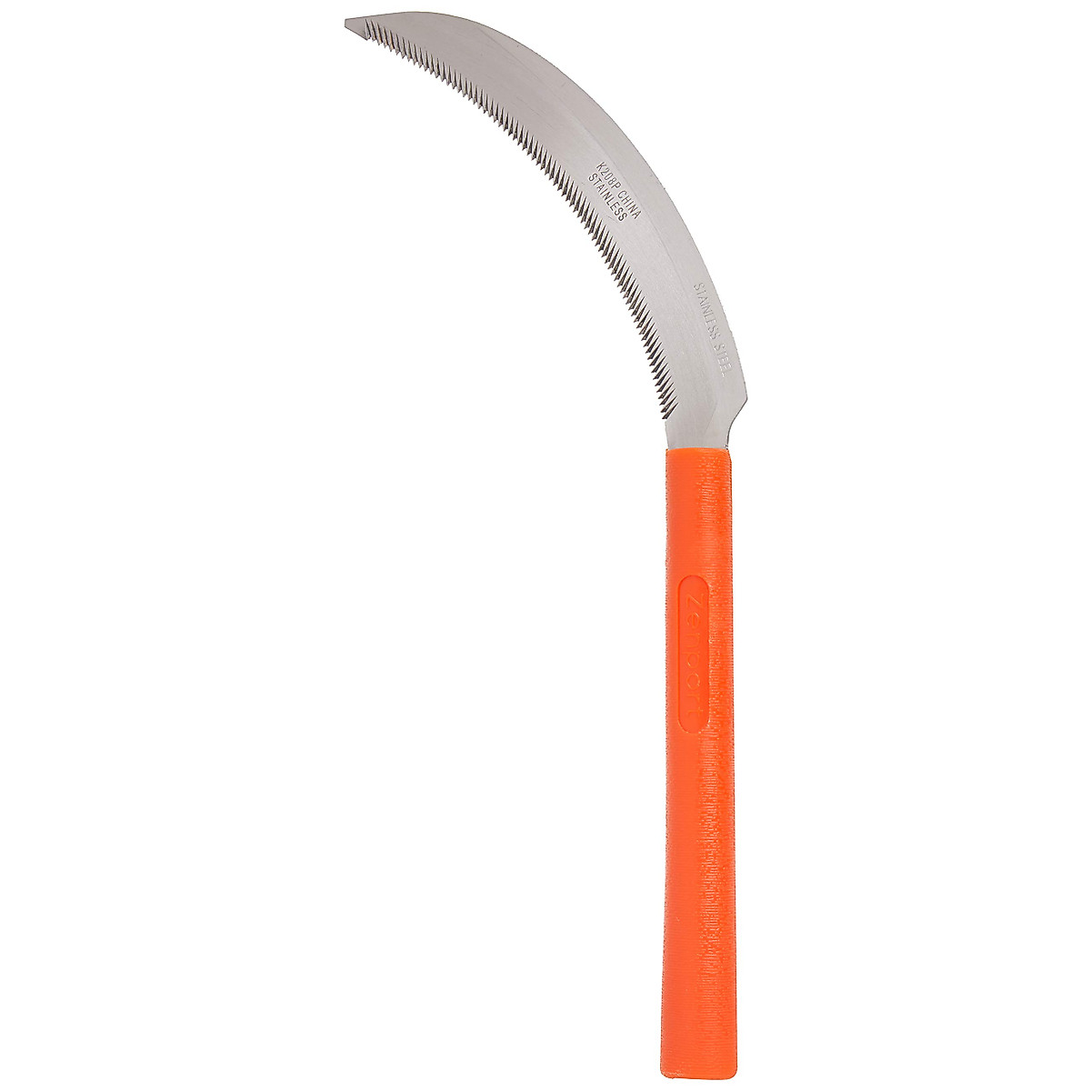Zenport K208P Harvest Sickle with Plastic Handle, Light Serration, 6.5-Inch Stainless Steel Blade , Orange