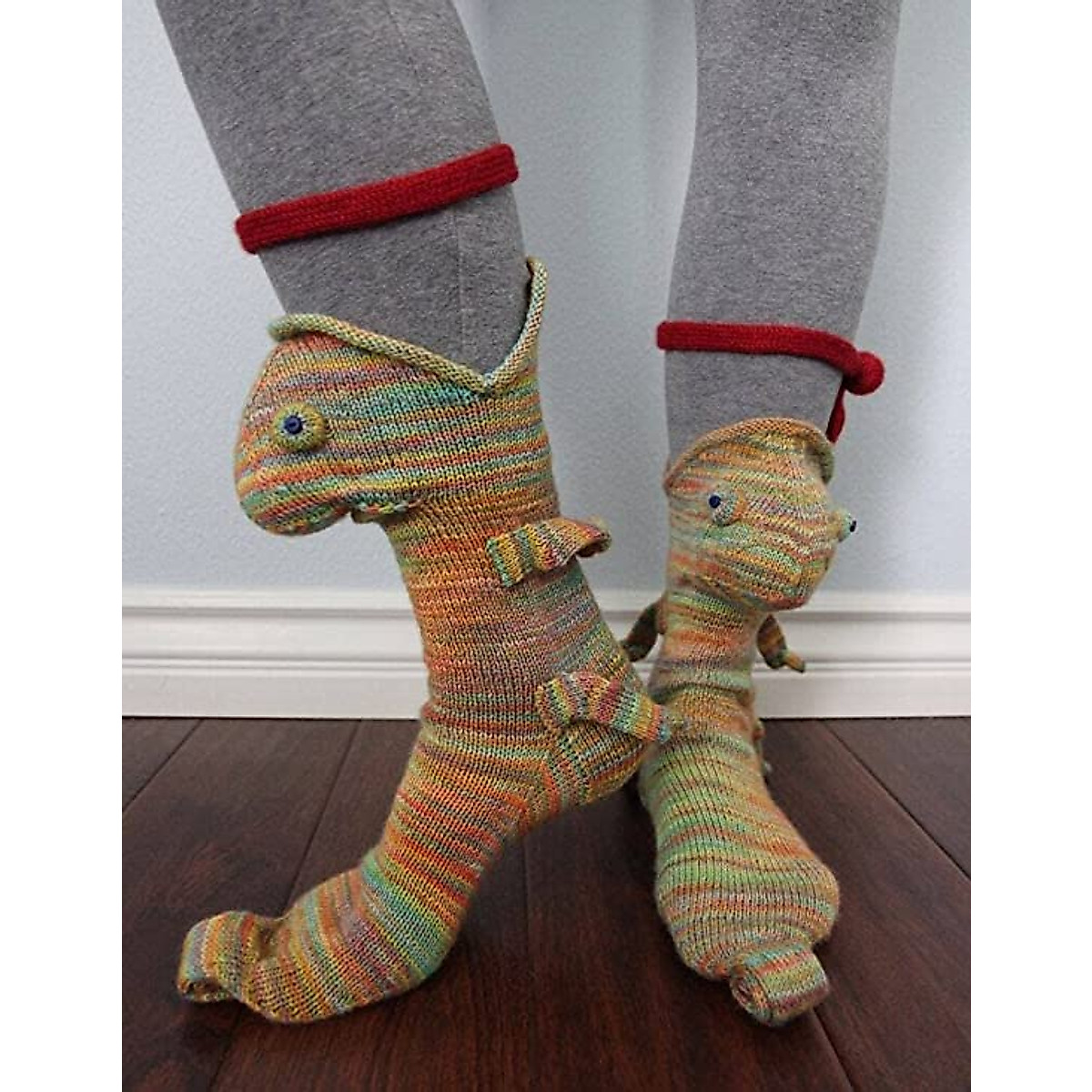 HHAMZONE 1 Pair Knit Crocodile Socks for Women and Men, Christmas Novelty 3D Creative Cartoon Animal Socks (Chameleon)