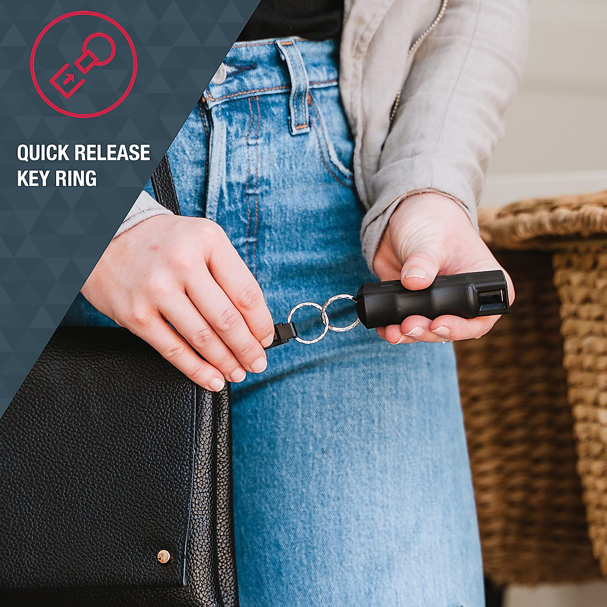 SABRE Pepper Spray, Maximum Police Strength OC Spray, Quick Release Keychain for Easy Carry and Fast Access, Finger Grip for More Accurate and Faster Aim, 0.54 fl oz, Secure and Easy to Use Safety