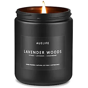 Scented Candles for Men | Lavender & Wood Scented Candle - Candle for Men, Men Candles for Home Scented, Candle Gifts for Him/Friend, Aromatherapy Candle in Black Jar