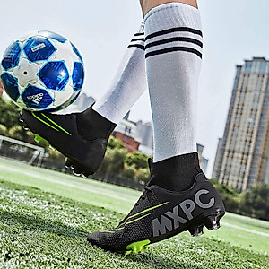 GTY Men's Soccer Boots Football Cleats Firm Hightop Shoes for Training Athletic Black, 10