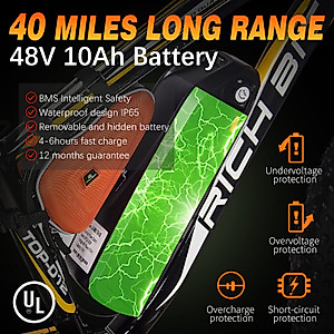 1000W Electric Bike for Adults 26"*4.0 Fat Tire Removable 48V 12.5Ah Battery Lockable Suspension Fork Electric Mountain Bike/Bicycle with 21 Speed Gear Green