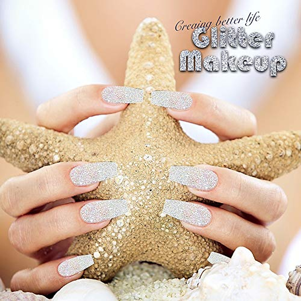 YGDZ Fine Glitter, 200g Holographic Silver White Extra Fine Glitter for Resin Arts & Crafts Body Nails Face Hair Epoxy Tumblers(Mother of Pearl & Silver Holographic)