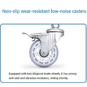 BBIJK Double-Layer Stainless Steel Trolley, Portable Trolley with Upper Drawer, Mobile Dressing Trolley with Wheels, Bearing 70k
