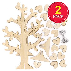 Baker Ross AX759 Heart Tree - Pack of 2, Woodcrafts for Kids to Make, Paint, Decorate and Display for Valentine's Day