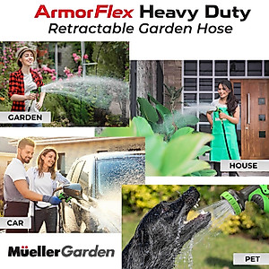 Janska by Mueller Expandable Garden Hose 50 ft. Flexible & Lightweight Garden Hose that Extends and Retracts, Kink and Tangle Resistant, with 9 Function Spray Nozzle