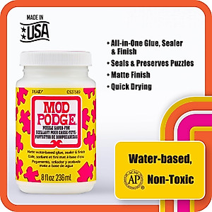 Mod Podge Puzzle Saver, Premium Matte All-in-One Glue, Sealer, and Finish, 8 fl oz, CS27589, Clear